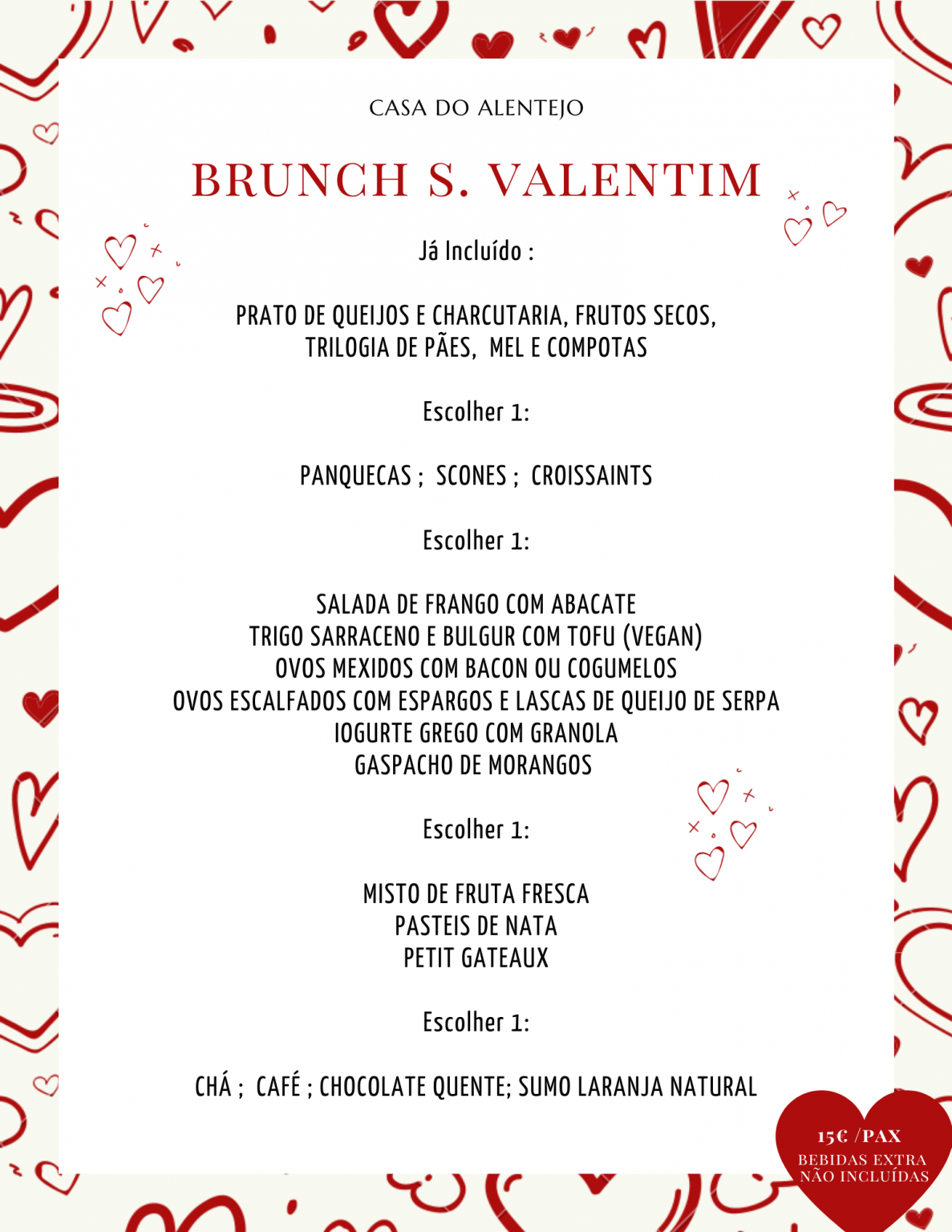 CASA DO ALENTEJO | MENUS SÃO VALENTIM 13 e 14 Fevereiro